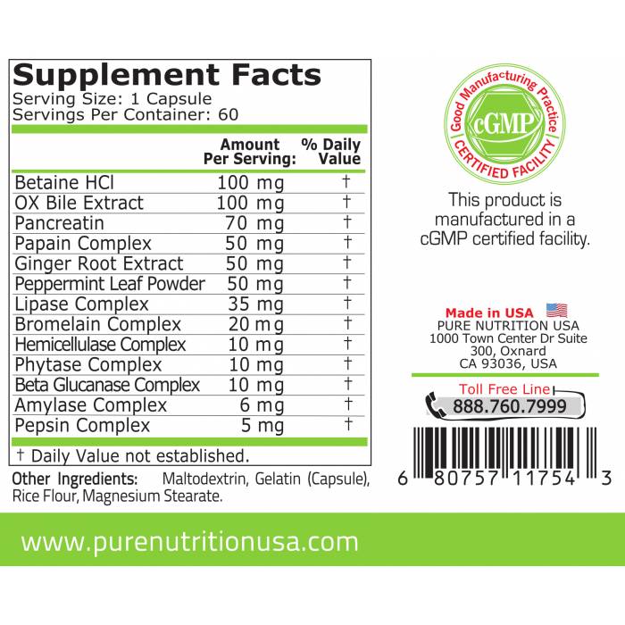 POWER ENZYMES - 60 CAPSULES – PureNutritionUSA.com