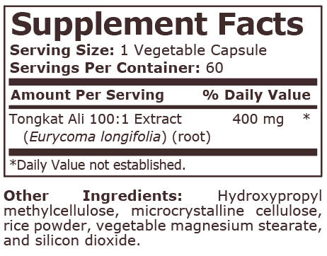 TONGKAT ALI 400 mg - 60 Veg Capsules – PureNutritionUSA.com
